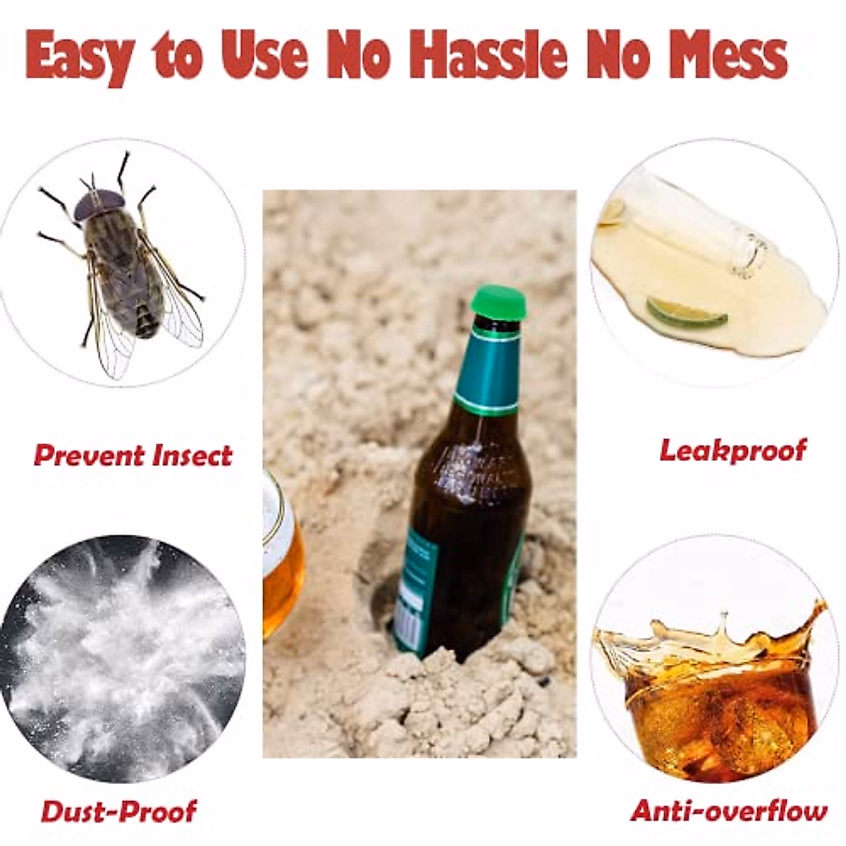 Bottle Caps, Beer Bottle Caps Silicone Reusable Soda Bottle Stopper Hat Sealer Cover for Soft Drink, Beverages, HomeBrew, Kitchen Gadgets, Prevent Spillage, Dishwasher Safe, BPA-Free (Mix, 6 Pack)