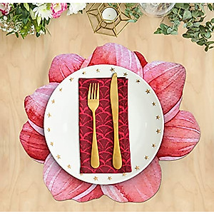 Gift Boutique Disposable Flower Shaped Paper Place Mats 50 Pack 13" x 13" Summer Pink Floral Charger Place Mat for Spring Flowers Dinner Table Setting Bridal Baby Shower Supplies Decorations
