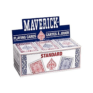 Maverick Playing Cards, Standard Index, Red and Blue, 12 Pack