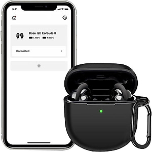 SaharaCase Anti-Slip Silicone Case for Bose QuietComfort II Headphones [Rugged] Full Body Protection Antislip Grip Slim with Carabiner Clip - Black