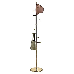 Kings Brand Furniture - Hyre 8 Hook Entryway Hall Tree Coat & Hat Rack Stand, Brass
