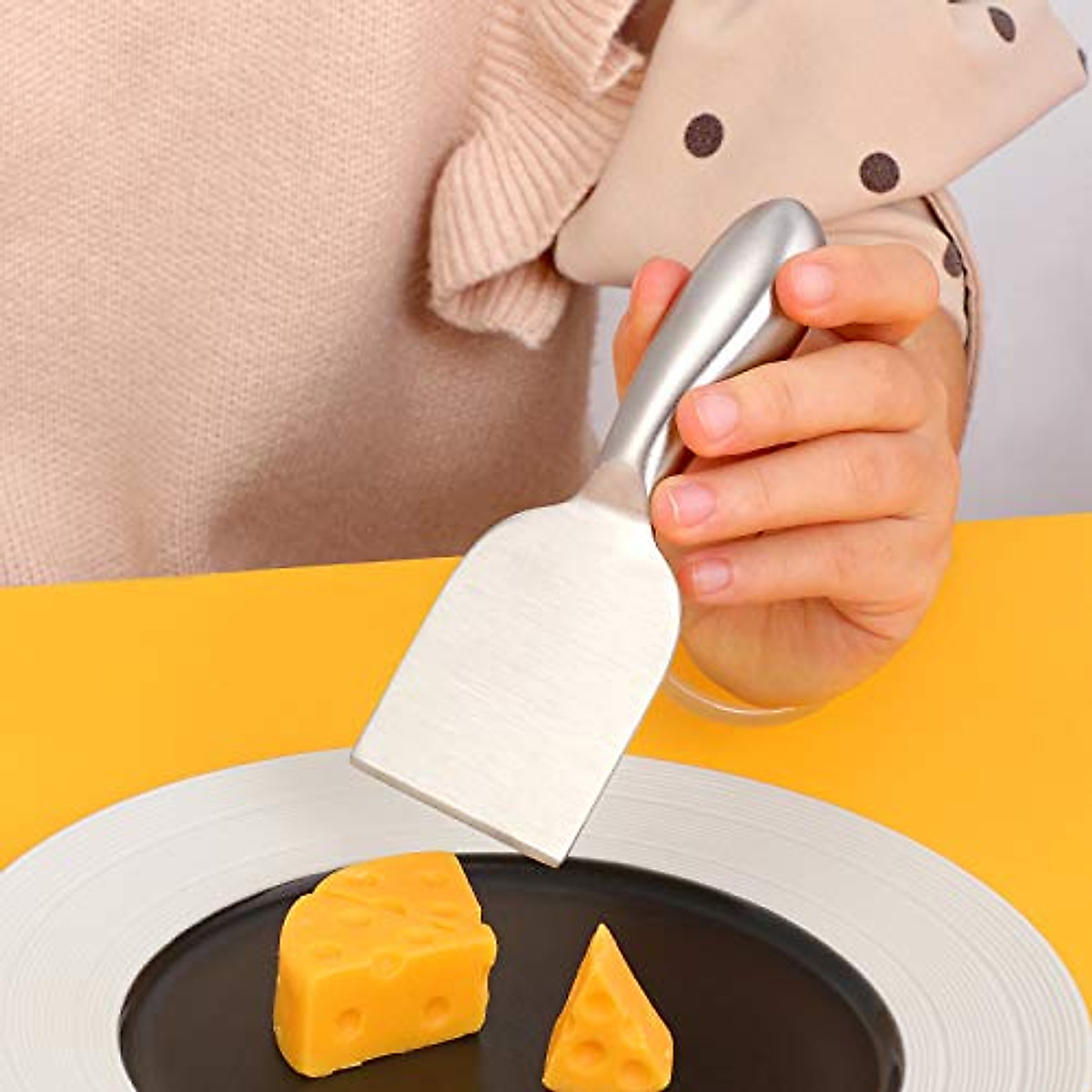 Buyer Star Cheese Desert Knives Set of 4, Stainless Steel Black 5.3 inch Breakfast Butter Knife, Slicer Sandwich Spreader