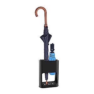 DricRoda Umbrella Rack with Removable Drip Tray, Umbrella Holder Stand for Entryway, Freestanding Organizer for Umbrella Cane Walking Stick, Stored 4 Umbrellas, Ideal for Home Office Decor, Black