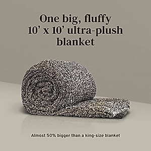 Big Blanket Co® Premier Plush™ Black Heather | Ultra-Plush Fluffy Blanket | 100 Square Feet | Breathable, Microfiber Blanket That Wraps You in Cloud-Like Comfort | Blankets That Redefine King-Size