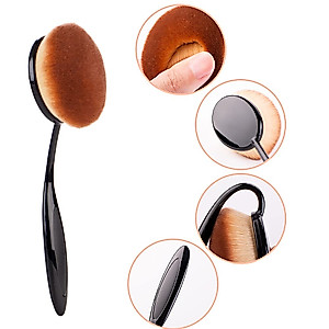 Yoseng Oval Foundation Brush Large Toothbrush makeup brushes Fast Flawless Application Liquid Cream Powder Foundation Sunscreen（All Black）
