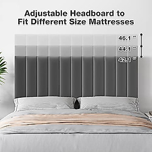 IDEALHOUSE Queen Bed Frame Modern Velvet Upholstered 11 Inch Bed Frame with Headboard No Box Spring Needed (Queen (U.S. Standard))