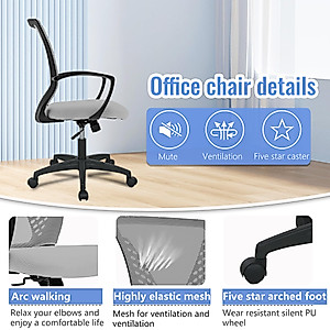 PayLessHere Office Chair Desk Computer Chair Ergonomic Adjustable Executive Mesh Mid Back with 360 Degree Swivel Wheels Lumbar Support Armrest, Grey