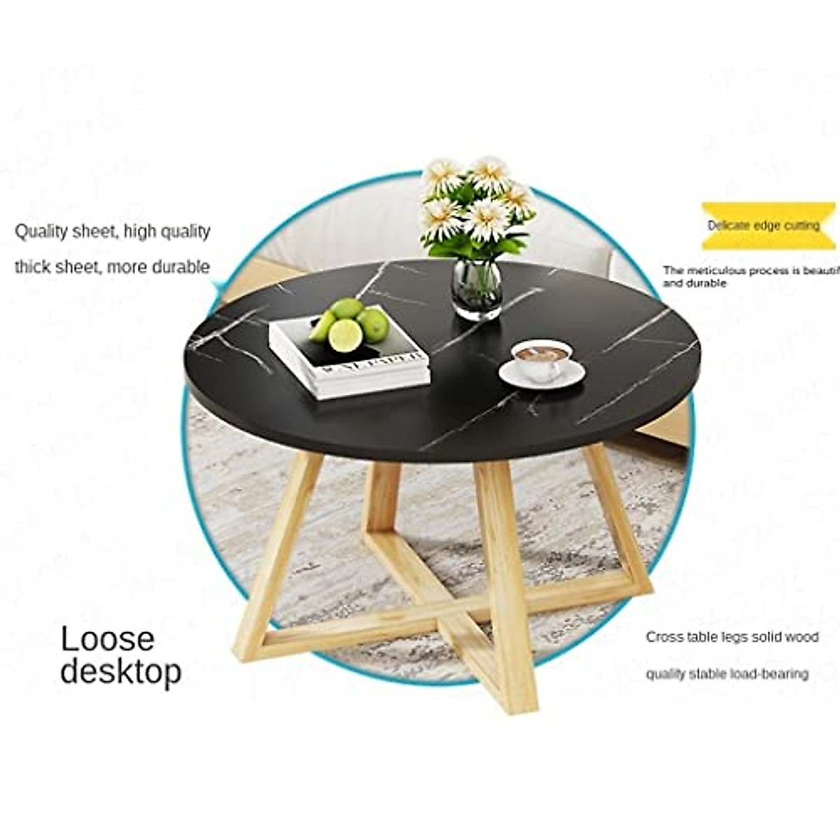 Nordic Living Room Countertop Marble Design Coffee TableSmall Apartment Creative Round Small Table (D 35 * 35 * 15Cm)