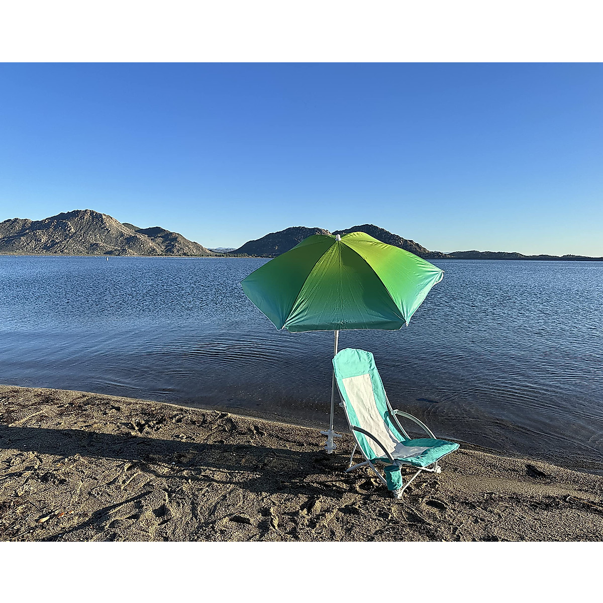 WGOS Beach Chair, Beach Chair with Umbrella, Beach Chair for Adults Camping Chair High Back with Umbrella and Cooler, Portable & Lightweight for Beach, Outdoor, Camping (Set of 1 Blue)