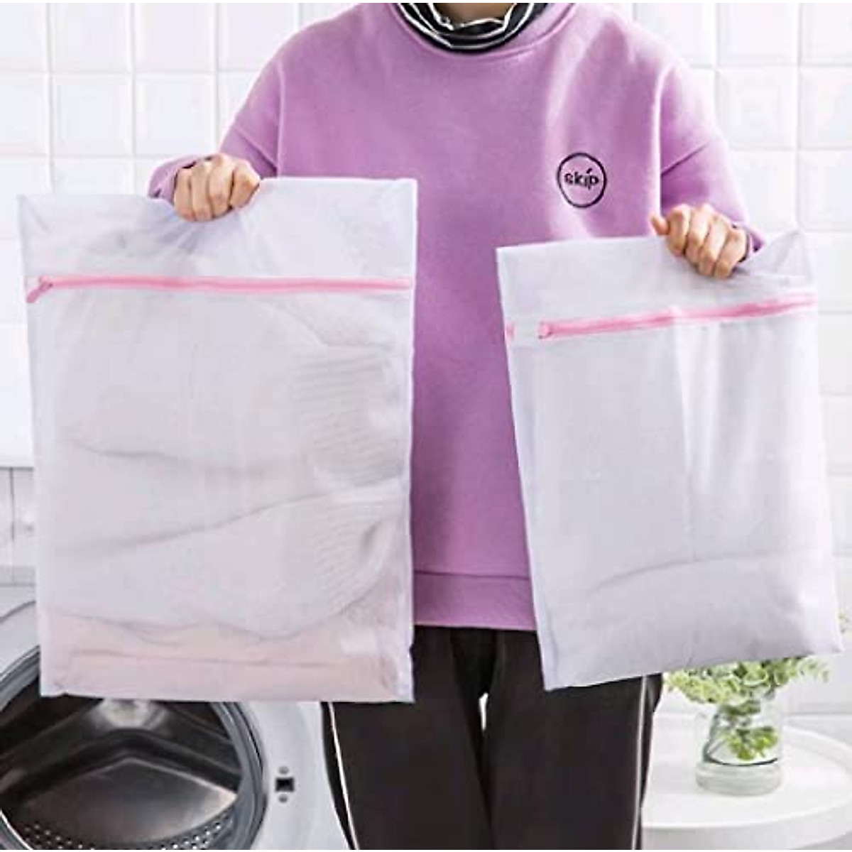 Set of 3 Mesh Laundry Bags-1 Large, 1 Medium & 1 Small Bags. Heavy Duty Fine Mesh Bag for Washing Machine, Laundry Bag for Travel, Lingerie, Sweater, Garment, Undergarment
