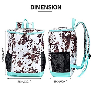 Cooler Backpack Women Cow Leak Proof Backpack Cooler Bags Lightweight Soft Lunch Backpack with Cooler Compartment,Wine Cooler for Hiking Camping,24 cans…