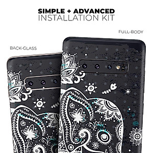 DesignSkinz Aztec Elephant Blue Accented Modern Illustration Protective Vinyl Decal Wrap Skin Cover Compatible with The Samsung Galaxy S20 (Screen Trim & Back Glass Skin)
