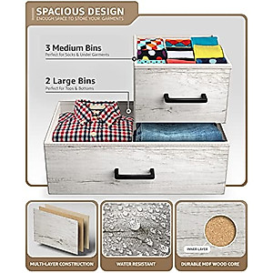 Sorbus Dresser with 5 Faux Wood Drawers - Storage Unit Organizer Chest for Clothes - Bedroom, Hallway, Living Room, Closet, & Dorm Furniture - Steel Frame, Wood Top, & Easy Pull Fabric Bins