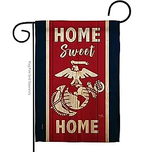 Breeze Decor Home Sweet Marine Corps Garden Flag Armed Forces USMC Semper Fi United State American Military Veteran Retire Official House Decoration Banner Small Yard Gift Double-Sided, Made in USA
