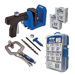 Kreg Pocket-Hole Jig 520PRO with Starter Screw Kit - Easy Clamping & Adjusting - Includes 360-Degree Rotating Handle - With 260 Pocket-Hole Screws - For Materials 1/2" to 1 1/2" Thick