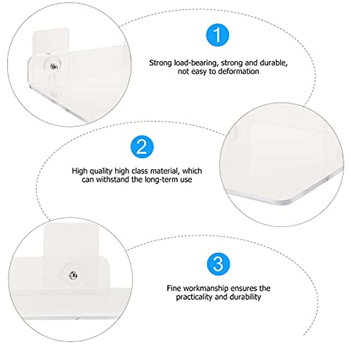 DOITOOL 2Pcs Clear Acrylic Floating Shelf Wall Mount Wall Ledge Shelf Invisible Hanging Storage Shelves Display Organizer Rack for Bookshelf Toys Figure Bathroom Kitchen