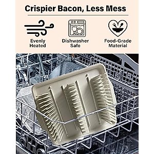 Emson Bacon Wave TRTAZ11A, Microwave Bacon Cooker, New, 9.96" x 8.03" x 0.37" (Length x Width x Height), White
