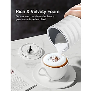 Milk Frother, Paris Rhône Milk Frother and Steamer for Hot and Cold Foam, 4-in-1 Electric Milk frother for Coffee, Quiet Milk Steamer with Auto Shut Off, Milk Warmer for Latte