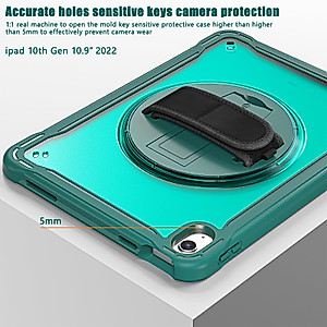 Batianda Case for New iPad 11 2025 A16 Chip/iPad 10th 10.9-inch 2022 Release Heavy Duty Rugged Shockproof Tablet Cover with 360° Rotating Hand Strap Foldable Hidden Stand & Shoulder Strap, Teal