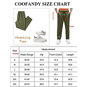 COOFANDY Men's Cargo Pants Regular Fit Elastic Waist Cotton Trousers Basic Drawstring Casual Pants Dark Green
