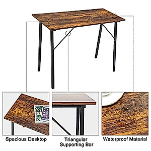 Coavas Computer Desk 40 Small Student School Writing Desk, Easy Assembly Study Writing Table Home Office Desk Modern Simple Style PC Desk for Small Space, Study Kids Black Desk, Metal Frame