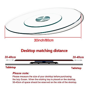 30" Glass Lazy Susan Turntable Dining Table Centerpiece Large Tabletop Rotating Tray Clear Serving Plate Round