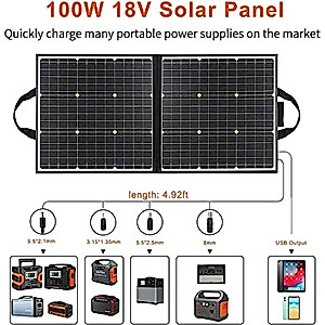 Solar Panels 5V USB Flashfish Foldable Solar Cells Battery Charger Folding Outdoor Power Supply Camping Garden 100W 18V Portable Solar Panel (Color 50W) (100W) (50w) (100w)