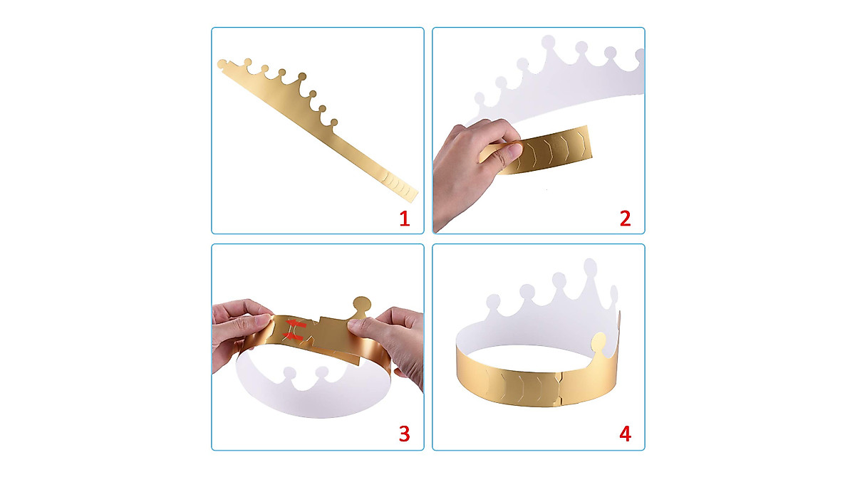 SIQUK 27 Golden Paper Crowns for Parties & Celebrations
