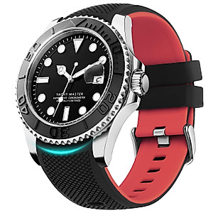 Fullmosa 22mm Silicone Watch Bands No Gaps Compatible for Samsung Galaxy Watch 46mm/Gear S3 Classic/Frontier, Galaxy Watch 3 45mm,(Black+Red)