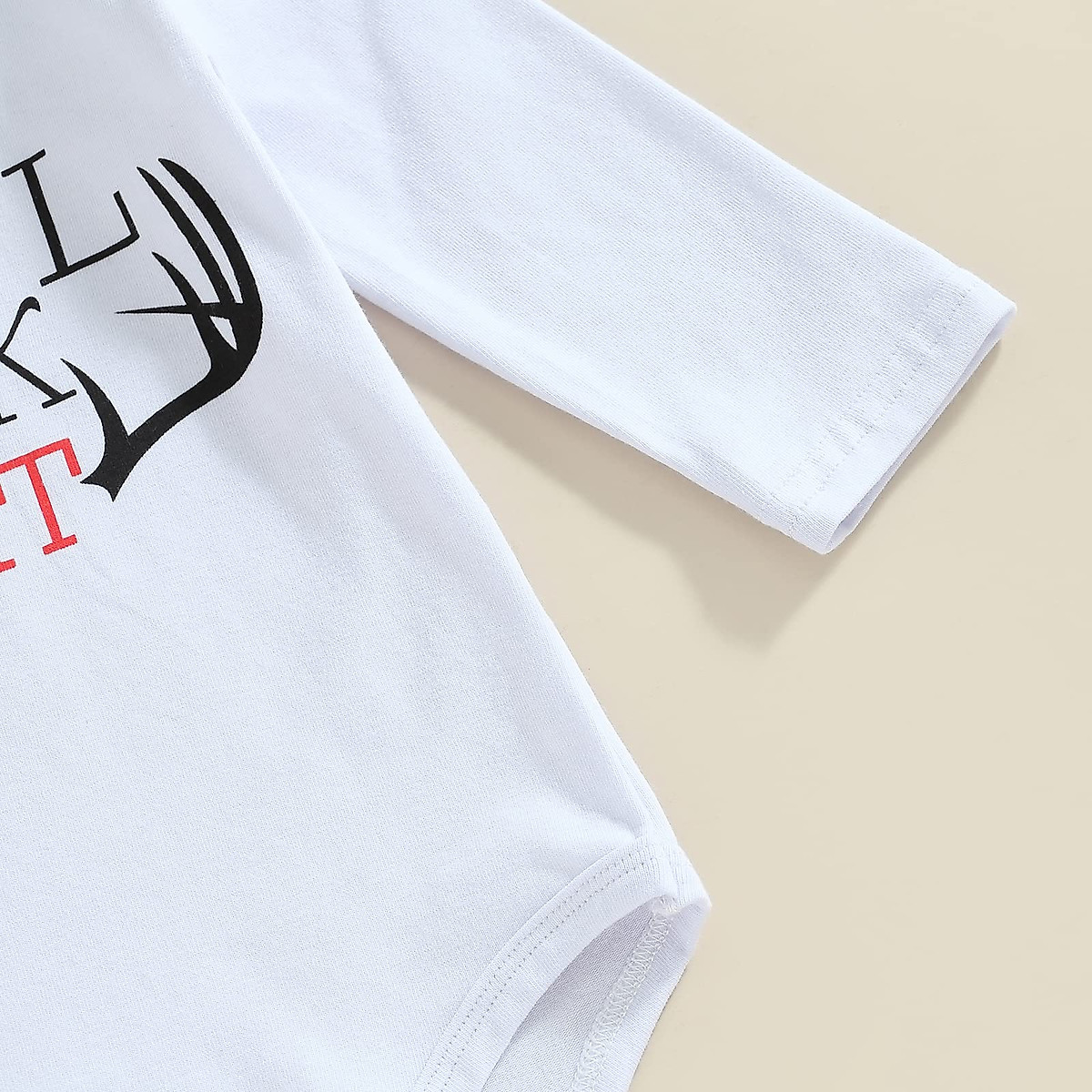 Newborn Baby Boys Hunting Clothes Set Long Sleeve Letters Deer Romper Bodysuit Pants Hat Outfit (70(0-6M), White)