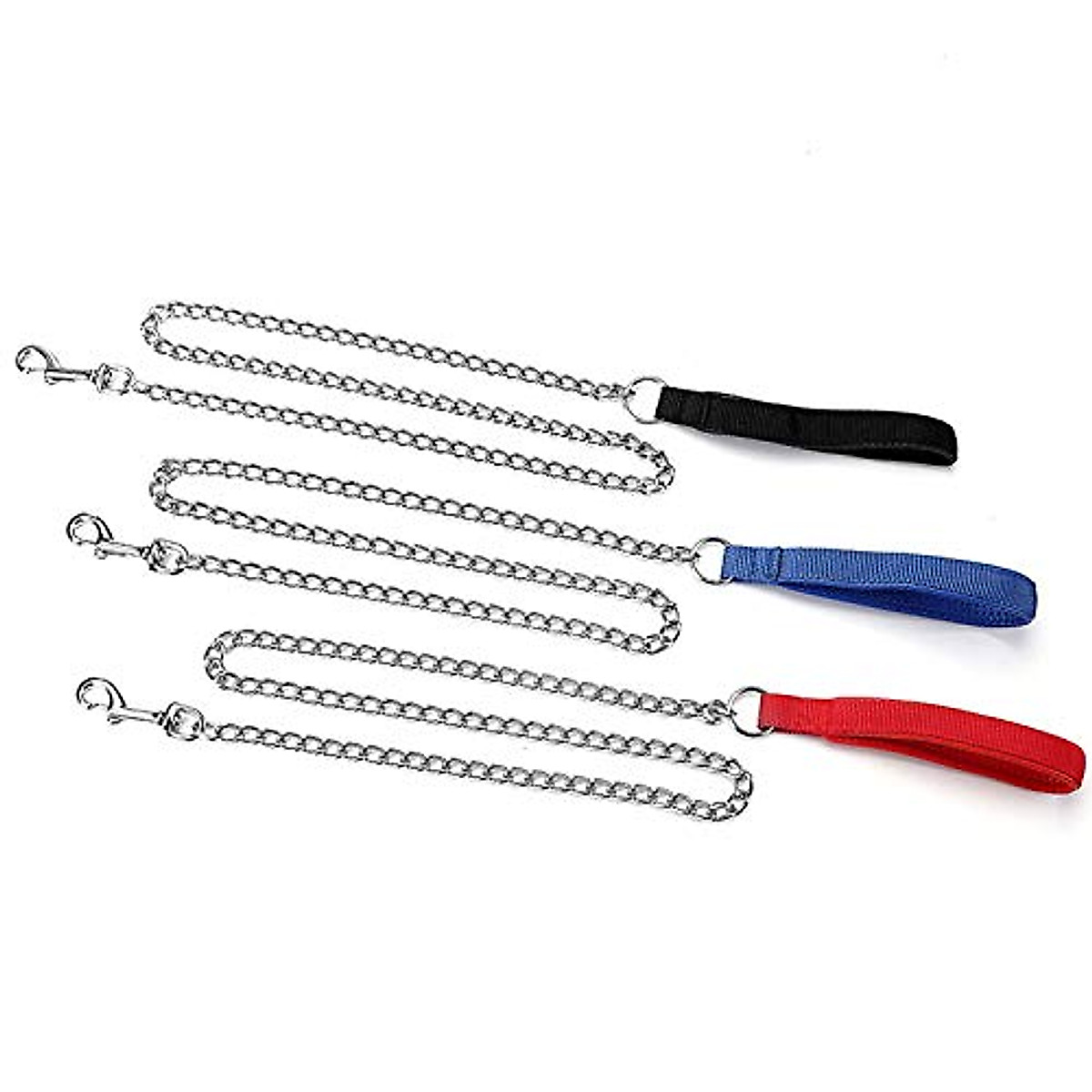 Petiry Chain Leash Metal Dog Leash Chrome Plated with Soft Padded Handle for Small Dogs/Black