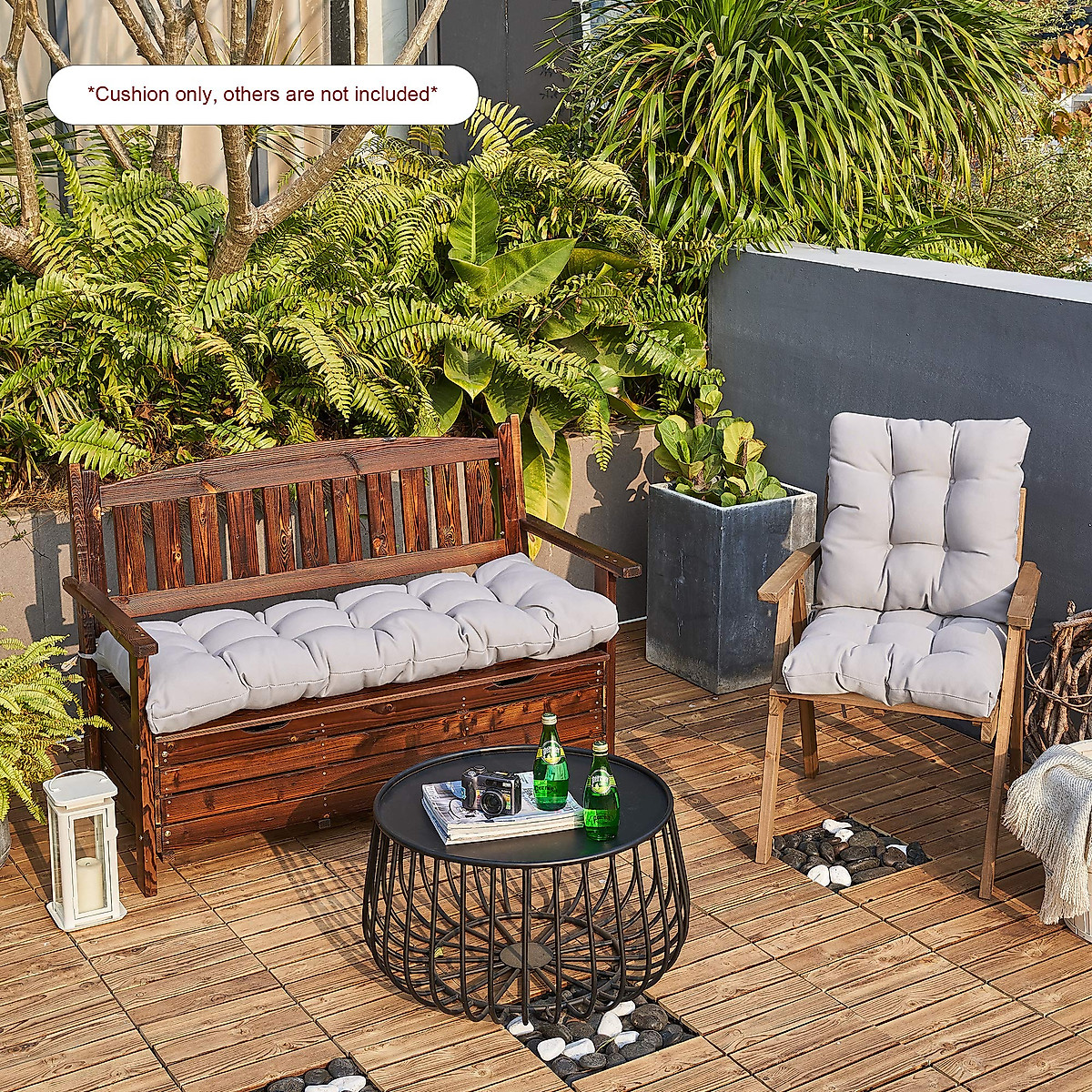 ARTPLAN Outdoor Bench Cushion for Patio Furniture,Tufted Patio Loveseat Cushion for Wooden Metal Wicker Bench Chair,48"X18"X4",Navy Blue