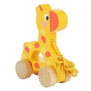 Adorable Giraffe Wooden Animal Pull Toy - Solid Wood Educational Baby Toy for Toddler Boys and Girls Age 18 Months, and Up - Classic Developmental Pull Toy