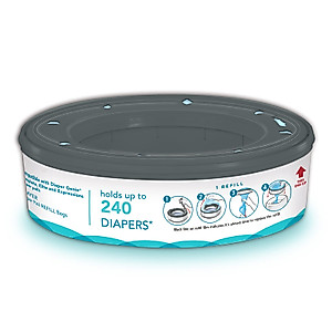 Diaper Lock Refills for Diaper Genie Pails | 240 Count (4-Pack) | Compatible with All Diaper Genie Complete, Expressions, Essentials, Elite and Quick Caddy Pails