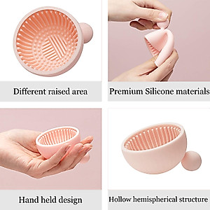 Pubcontti Asion Brush Cleaning Pad，Silicone Makeup Cleaning Brush Scrubber Bowl Portable Washing Tool Cosmetic Brush Cleaner for Girl-Easy Clean