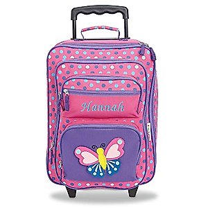 Lillian Vernon Personalized Rolling Luggage for Kids 3-D Butterfly Design, 5" x 12" x 20"H