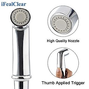 iFealClear Kitchen Sink Side Sprayer, Kitchen Sink Faucet Replacement Parts Compatible with Moen/ 1/4inch Sink Connector Faucet, Pull Out Sprayer with Hose for Home School, 3 Adapters, Chrome