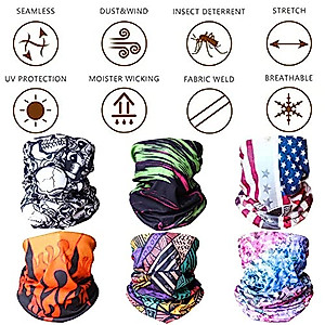Candygirl 6PCS Neck Gaiter Face Mask Scarf Magic Sun UV Protection Headband Face Cover Bandana for Workout Yoga Hiking Cycling