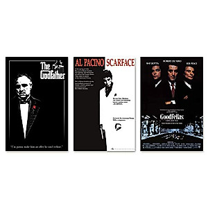 POSTER STOP ONLINE Classic Gangster Movies - 3 Piece Movie Poster Set (The Godfather, Scarface & Goodfellas) (Size 24 x 36 each)
