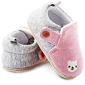 FEETCITY Baby Shoes Girls First Walkers Sneakers Sock Top Slippers Infant Shoes 6-12 Months Pink