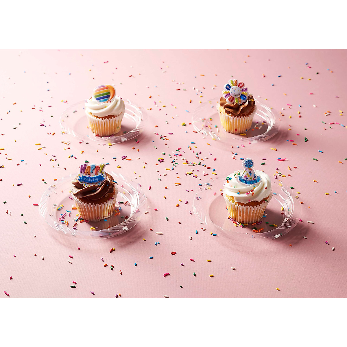 Munfix 6 Inch Clear Plastic Plates 200 Bulk Pack - Disposable Plates for Dessert & Appetizers BBQ Party Dinner Travel and Events, Microwavable Recyclable