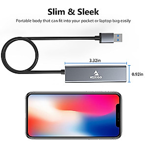 NexiGo 4-Port USB 3.0 Hub, Aluminum Portable USB Hub, 2 Ft Cable, [5Gbps High Speed, 4.5W Charging Supported] for MacBook, Mac Pro/Mini, iMac, Surface Pro, Laptop, USB Flash Drives, Hard Drives