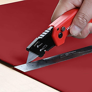 WORKPRO Utility Knife Blades, 100-Pack SK5 Utility Blades & WORKPRO 3-Piece Folding Utility Knife (Blue/Black/Red)