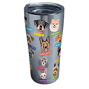 Tervis Triple Walled Flat Art Dogs Insulated Tumbler Cup Keeps Drinks Cold & Hot, 20oz Legacy, Stainless Steel