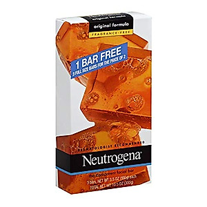 Neutrogena Transparent Facial Bar Unscented Pack, 3 Count (Pack of 6)