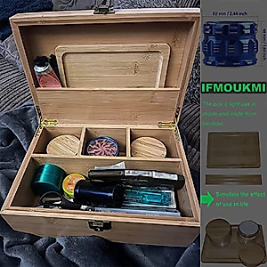 IFMOUKMI Large Bamboo Storage Box Set with Lock Kitchen Spice Organizer with Reasonable Space Layout and All Accessories to Meet Storage Needs
