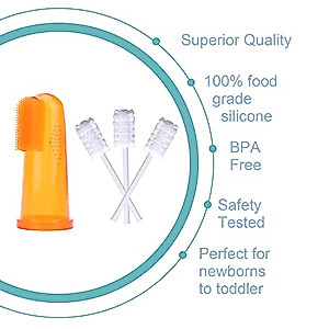 XANAD Baby Toothbrush, 36PCS Infant Toothbrush, Baby Tongue Cleaner, Newborn Baby Disposable Tongue Cleaning Infant Oral Stick Dental Care for 0-36 Month Baby, 1Pcs Finger Toothbrush Include