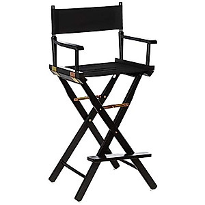 Casual Home Director's Chair ,Black Frame/Black Canvas,30" - Bar Height