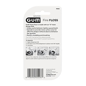 GUM Fine Waxed Dental Floss, Mint - 200 Yards (6pk)