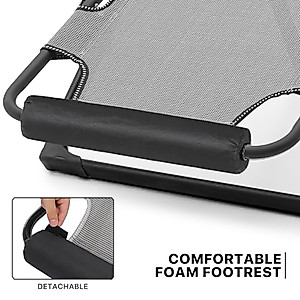 MoNiBloom Lounge Chair Adjustable Patio Chair Steel Frame Outdoor Furniture Recliner Folding Lounge Camping Chair with Headrest for Pool Side Yard Beach, 330lbs Capacity